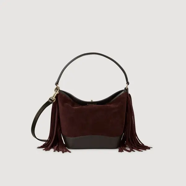 Sandro Mini Tangoso Fringed Bucket Bag