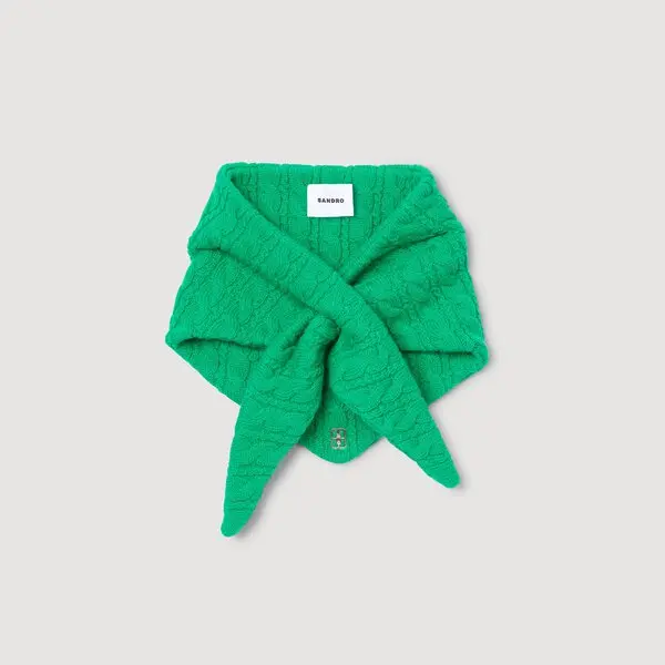 Sandro Cable Knit Tie-up Scarf - Green