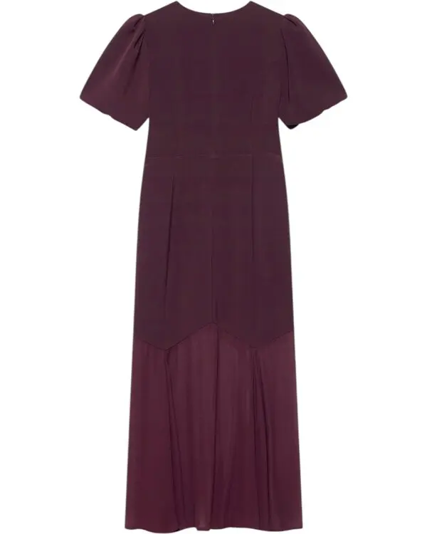 Mint Velvet Sheer Detail Maxi Dress In Burgundy - 30% Off | Editorialist