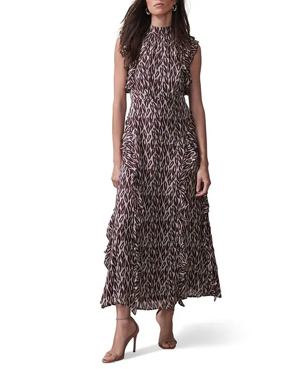 Mint Velvet Printed Maxi Dress In Burgundy - 40% Off | Editorialist