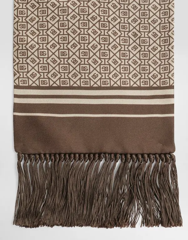 Dolce & Gabbana Silk Twill Scarf With Micro-design And Logo