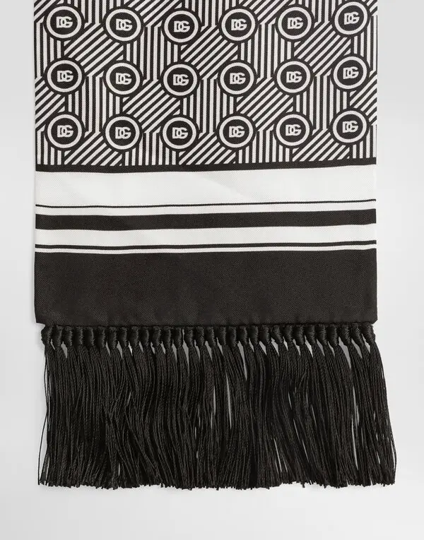 Dolce & Gabbana Silk Twill Scarf With Micro-design And Logo