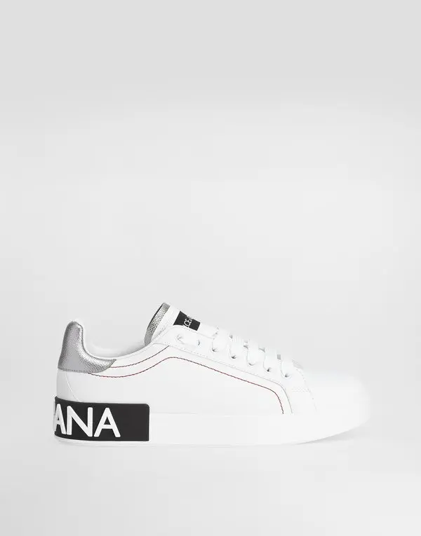 Dolce & Gabbana Calfskin Nappa Portofino Sneakers - White/silver