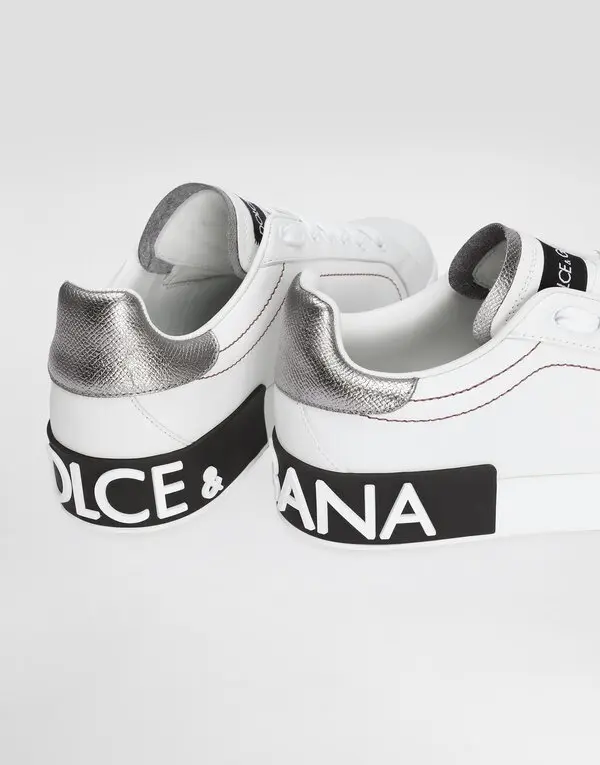 Dolce & Gabbana Calfskin Nappa Portofino Sneakers - White/silver