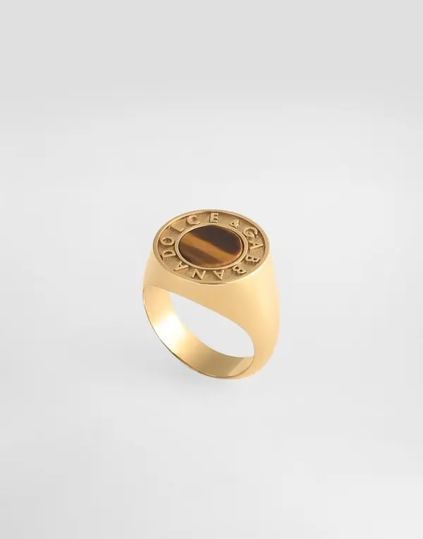 Dolce & Gabbana Logo Ring With Stone