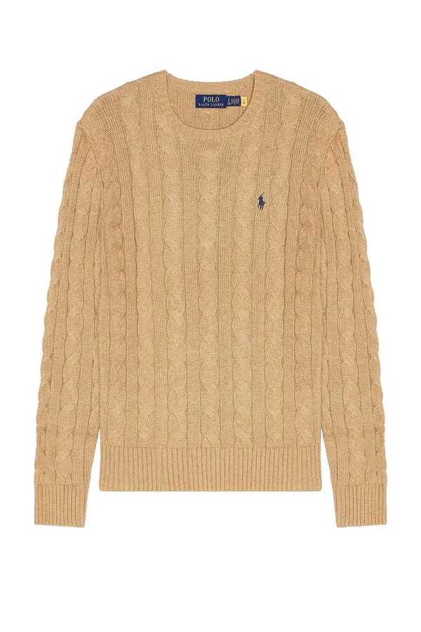 Polo Ralph Lauren Cable Knit Crewneck Sweater - Camel Melange