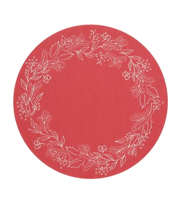 CHILEWICH X Martha Stewart Wreath Round Placemat - Red