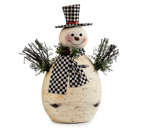 MACKENZIE-CHILDS Farmhouse Large Birch Snowman Figurine - One-color