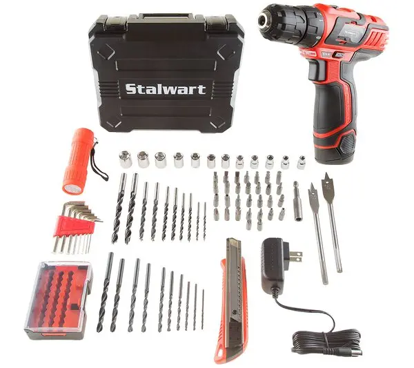 STALWART 12v Lithium Ion 75 Pc 2 Speed Drill & Ccessory Set - One-color