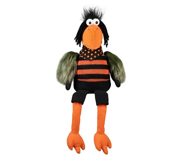 NORTHLIGHT Plush Sitting Crow Halloween Figure 7 - One-color
