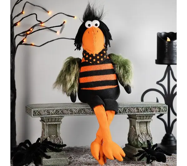 NORTHLIGHT Plush Sitting Crow Halloween Figure 7