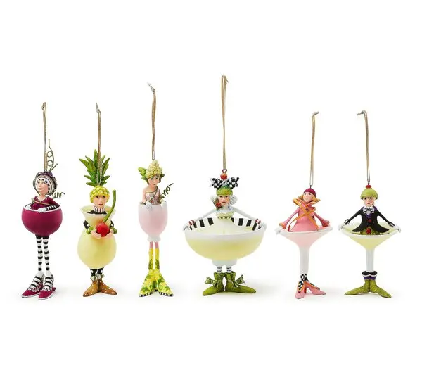 MACKENZIE-CHILDS Mini Cocktail Ornaments, Set O F 6 - One-color