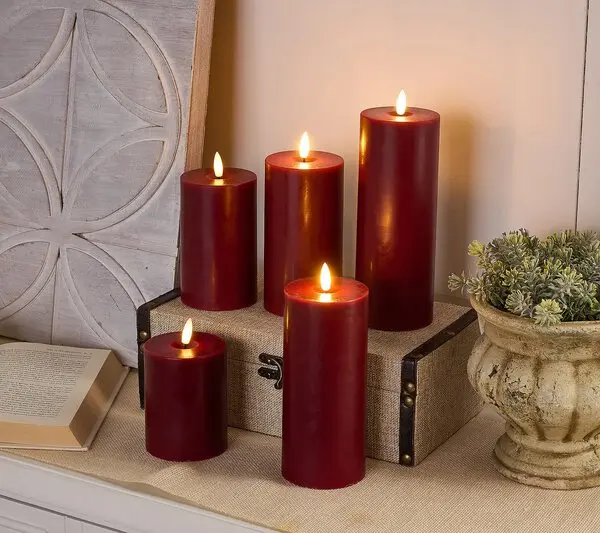 HOME REFLECTIONS As Is 5-pc Flameless Pillar Candles - One-color