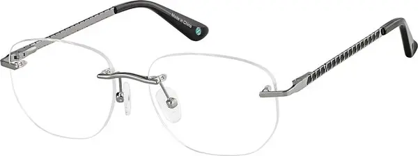 Zenni Rectangle Rimless Metal Frame Glasses - Gray