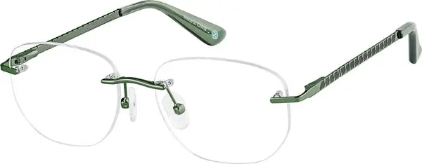 Zenni Rectangle Rimless Metal Frame Glasses - Green