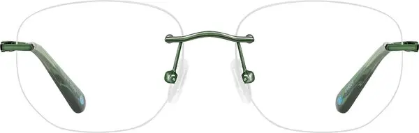 Zenni Rectangle Rimless Metal Frame Glasses - Green