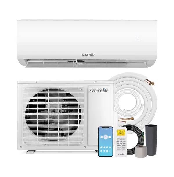 SERENELIFE 12000 Btu Indoor And Outdoor Mini Split Ac Unit Kit – 115v Smart Cooling & Heating Mini Split Ac With Wifi - No Color