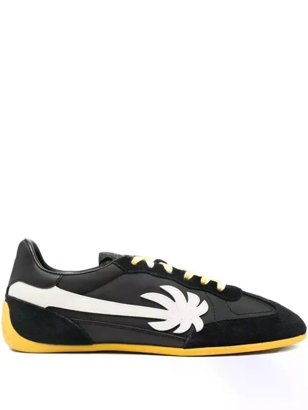 Palm Angels Palm-tree Motif Leather Sneakers - Black