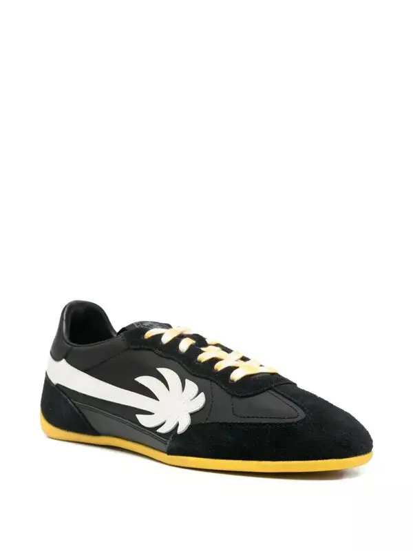 Palm Angels Palm-tree Motif Leather Sneakers - Black