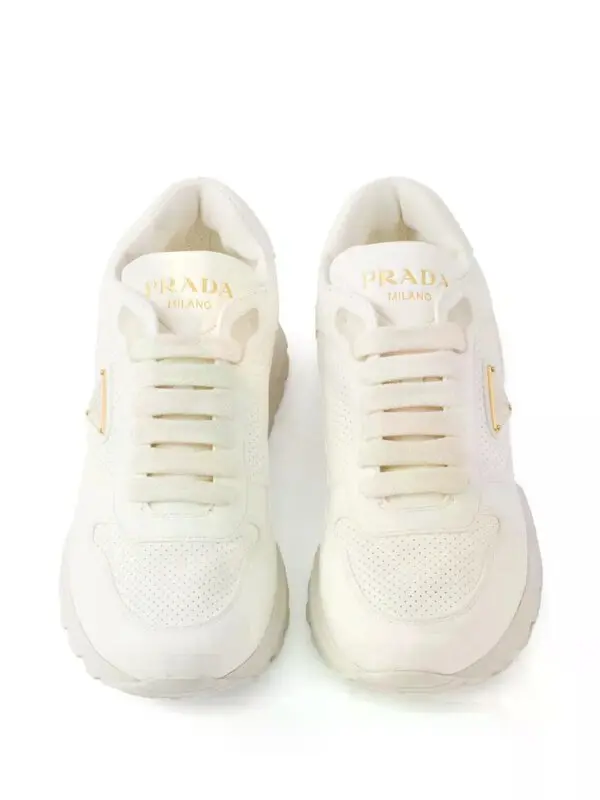 Prada Perforated Lace-up Sneakers - White
