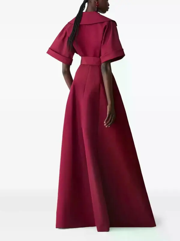 Carolina Herrera Belted Short-sleeve Maxi Dress