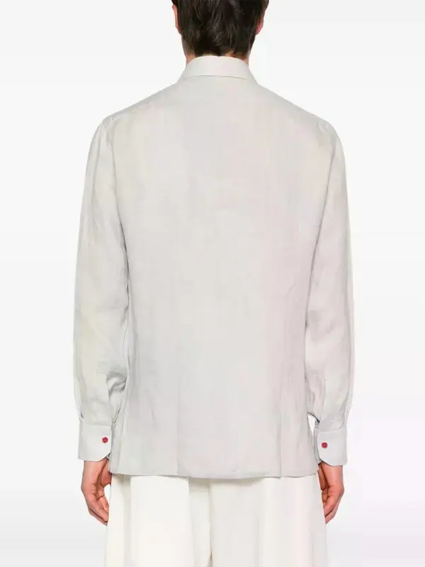 Kiton Spread-collar Linen Shirt - Grey