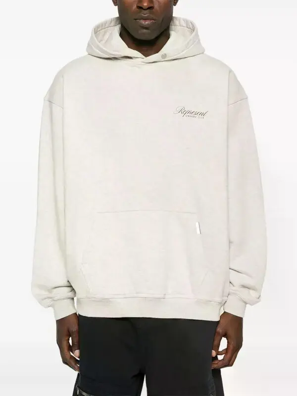 REPRESENT Logo-print Hoodie - Neutrals