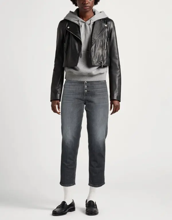 DONDUP Tapered Jeans With Leather Trims