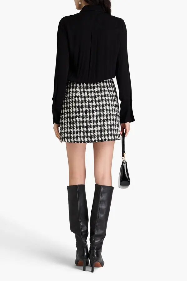 Alice + Olivia Mattie Metallic Houndstooth Mini Shirt Dress