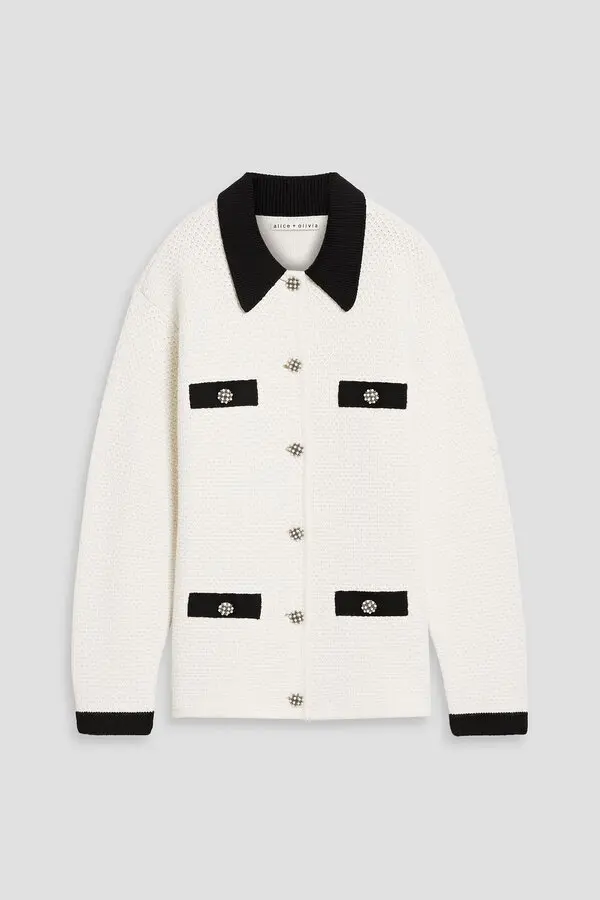 Alice + Olivia Phoebe Embellished Wool-blend Jacket - Off-white