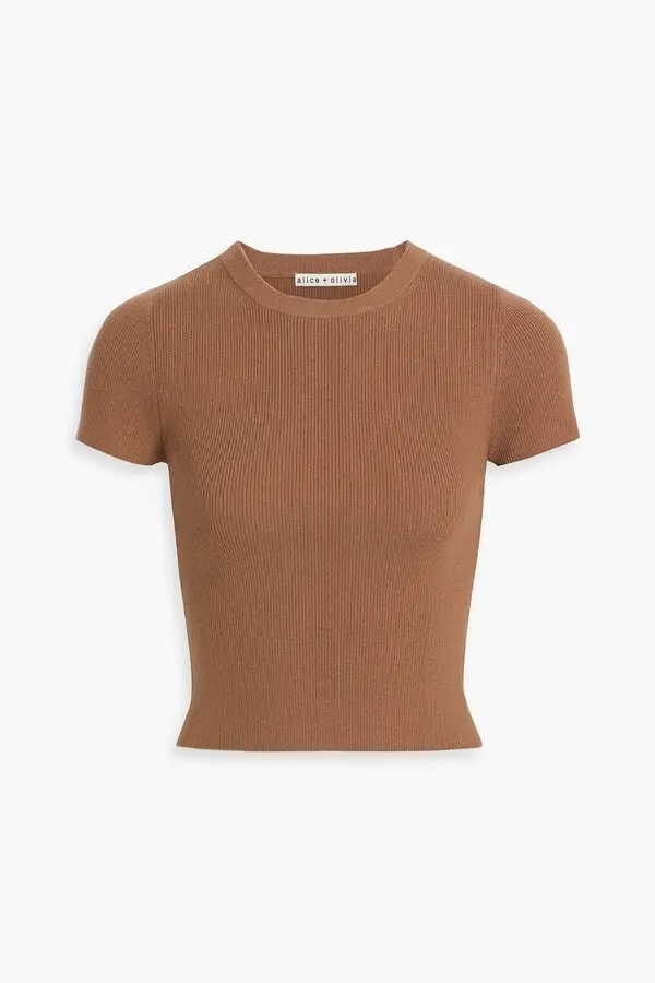 Alice + Olivia Ciara Ribbed Wool-blend Top