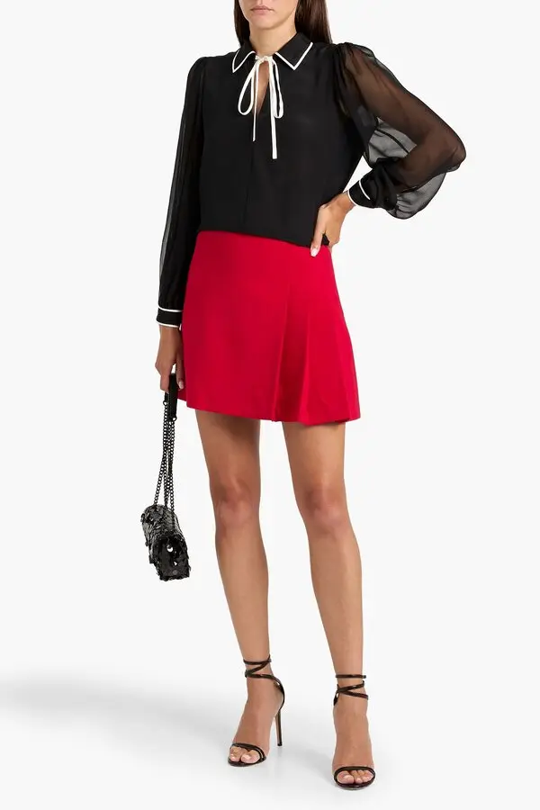 Alice + Olivia Semira Pleated Twill Mini Skirt