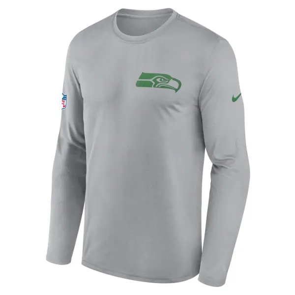 Nike Seattle Seahawks Rivalries Collection Sideline Legend Small Logo Dri-fit Nfl Long-sleeve T-shirt - Grey
