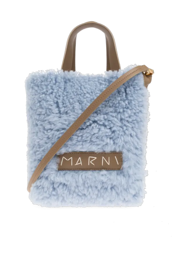 Marni Shopper Bag With Bird Graphic - Blue