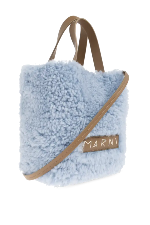 Marni Shopper Bag With Bird Graphic - Blue