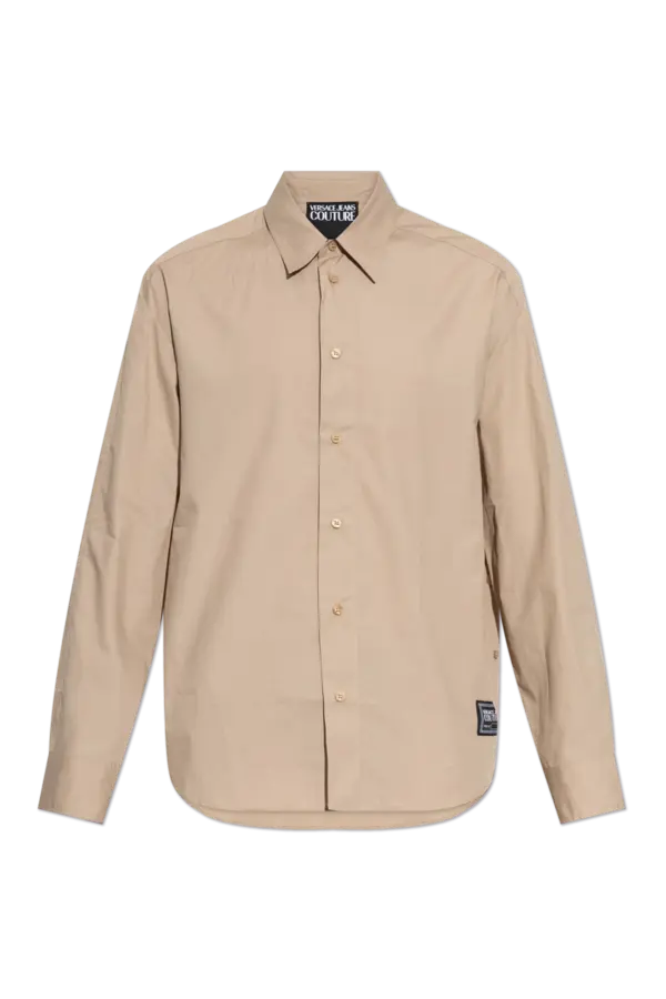 Versace Shirt With Logo Patch - Beige