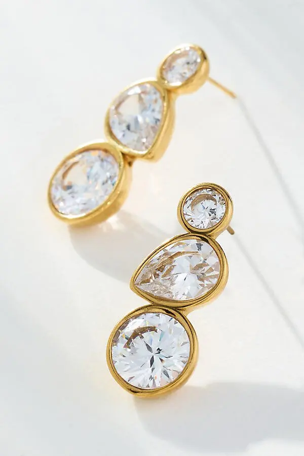 Anthropologie Duet Crystal Earrings - Gold