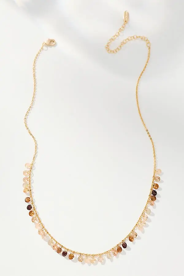 Anthropologie Delicate Beaded Necklace - Brown