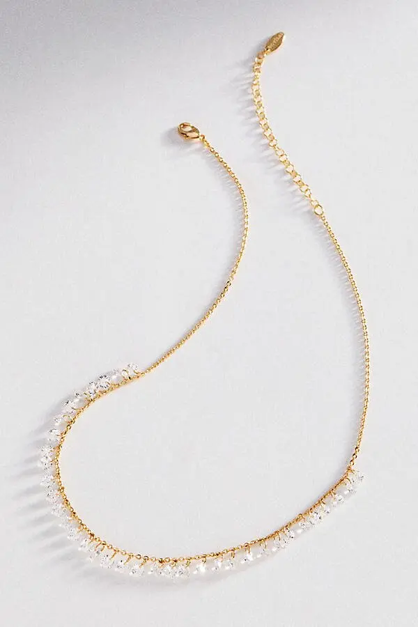 Anthropologie Delicate Beaded Necklace - Clear