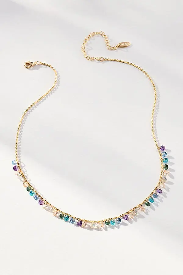 Anthropologie Delicate Beaded Necklace - Lavender