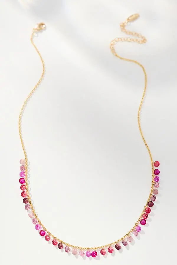 Anthropologie Delicate Beaded Necklace - Ruby