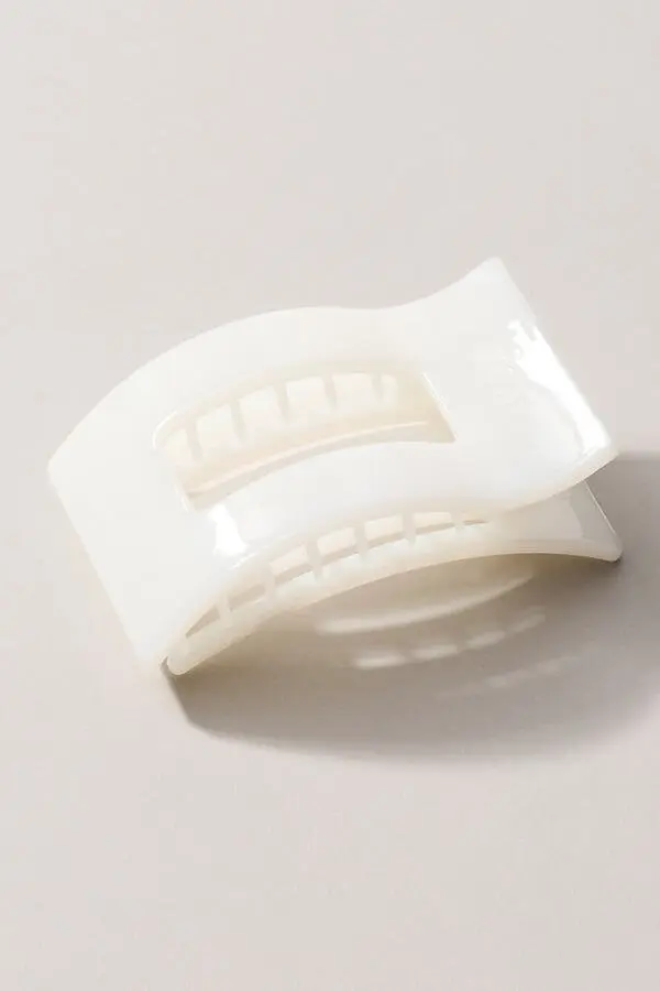 TELETIES Rectangle Hair Claw Clip - Coconut White