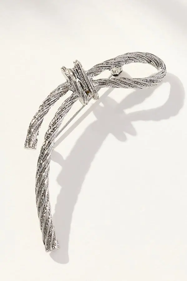 Anthropologie Twisted Lasso Brooch - Silver