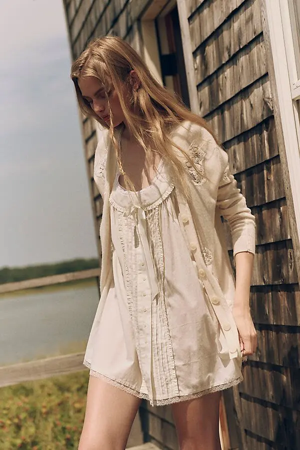 LoveShackFancy Brynnella Cashmere Blend Cardigan Sweater
