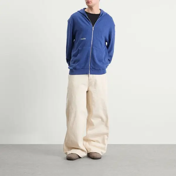 PALMES Waffle Zip Hooded Sweatshirt - Blue
