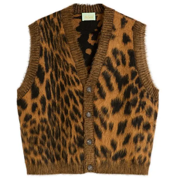 Aries Brushed Leopard Vest - Brown