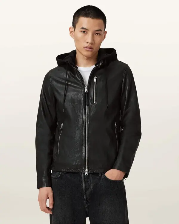 ALLSAINTS Ashton Hooded Leather Jacket