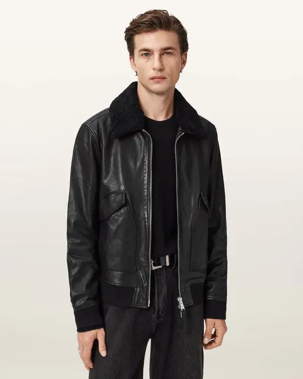 ALLSAINTS Vaucluse Aviator Leather Jacket