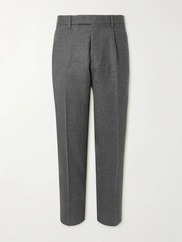 Zegna Tapered Pleated Wool Trousers