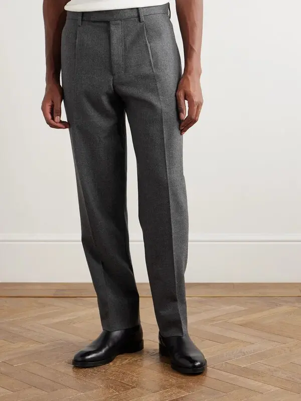Zegna Tapered Pleated Wool Trousers
